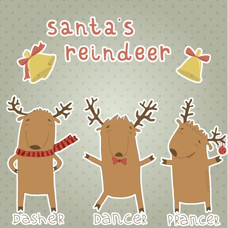 Set of Labels with Santas Reindeer. Dasher, Dancer Stock Vector ...