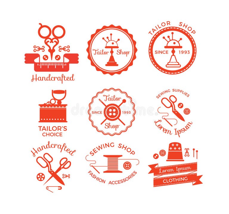 Set of Labels with Sewing Symbols. Stock Vector - Illustration of label ...