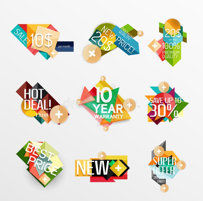 Set of Labels, Stickers, Banners, Badges and Stock Vector ...