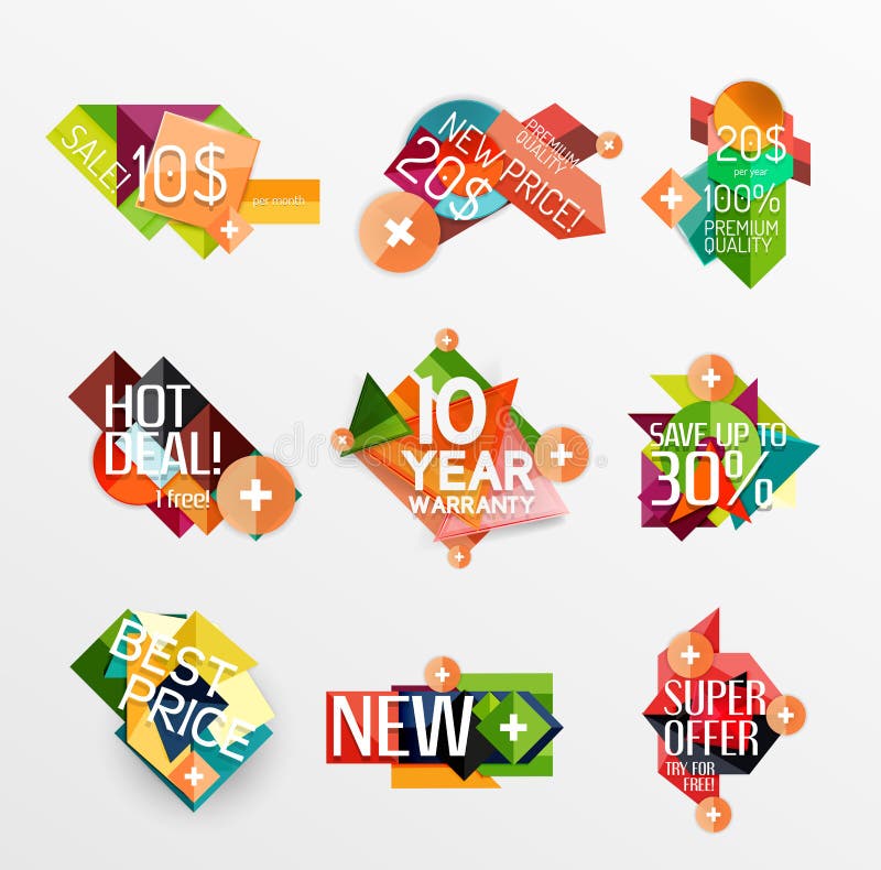Set of Labels, Stickers, Banners, Badges and Stock Vector ...