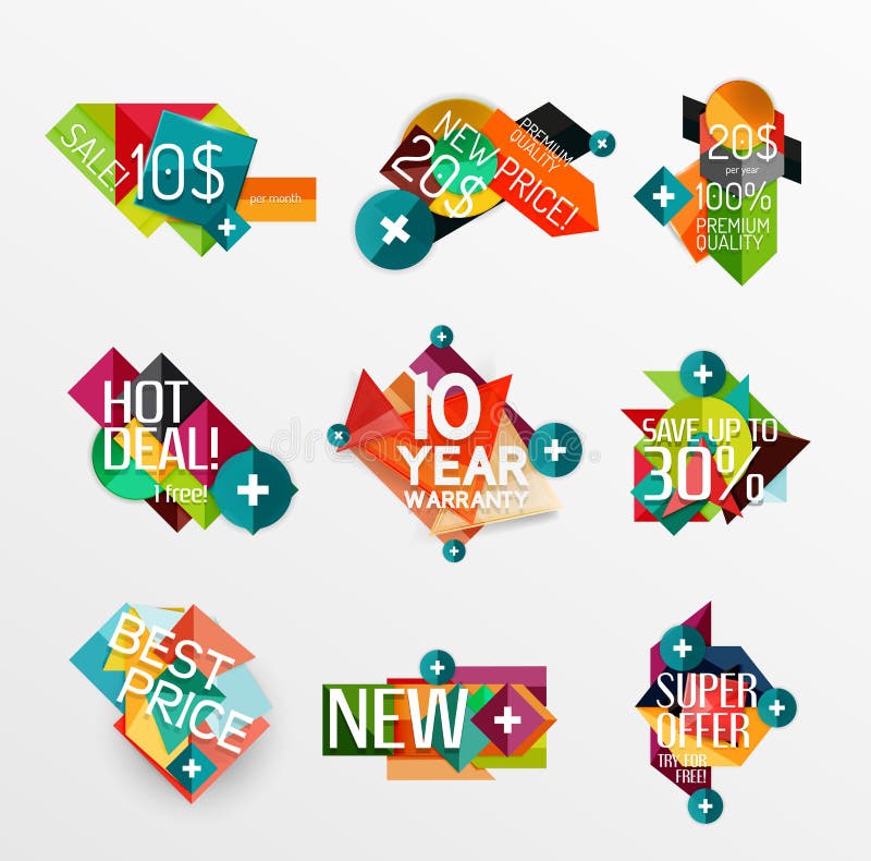 Set of Labels, Stickers, Banners, Badges and Stock Vector ...