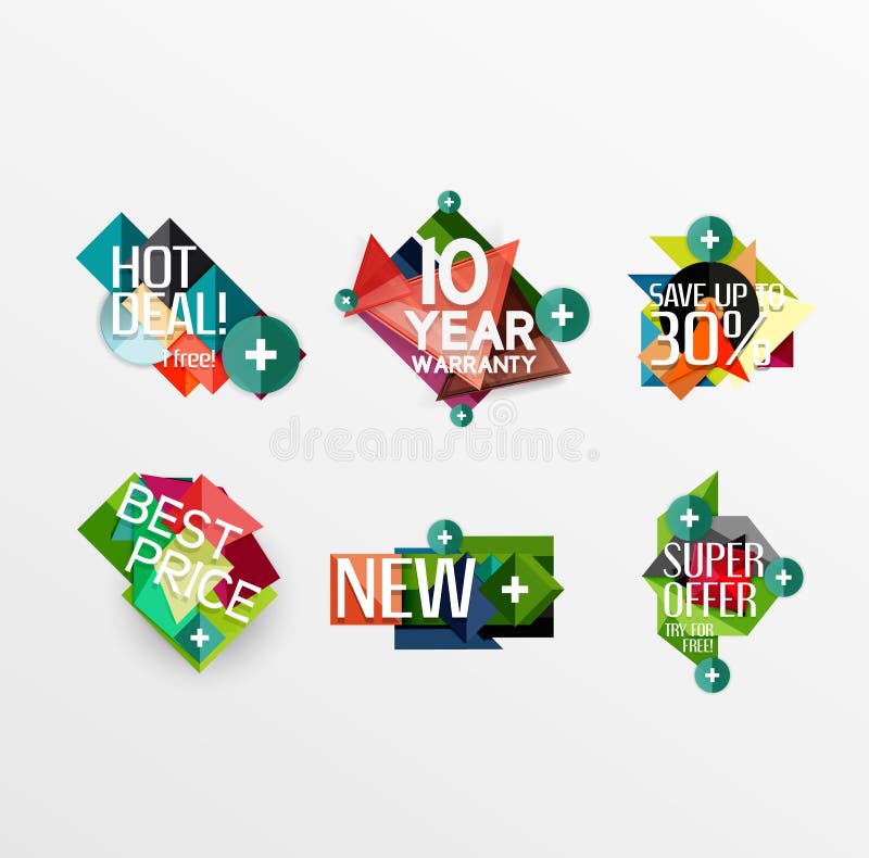 Set of Labels, Stickers, Banners, Badges and Stock Vector ...