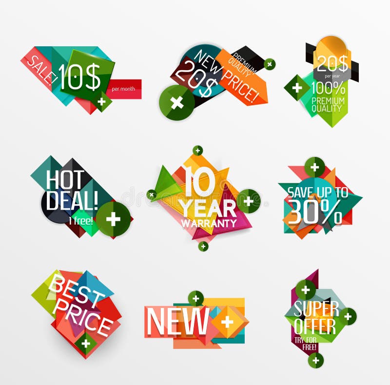 Set of Labels, Stickers, Banners, Badges and Stock Vector ...