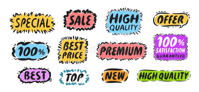 Set of Labels and Stickers for Web Applications and Business Promotion ...