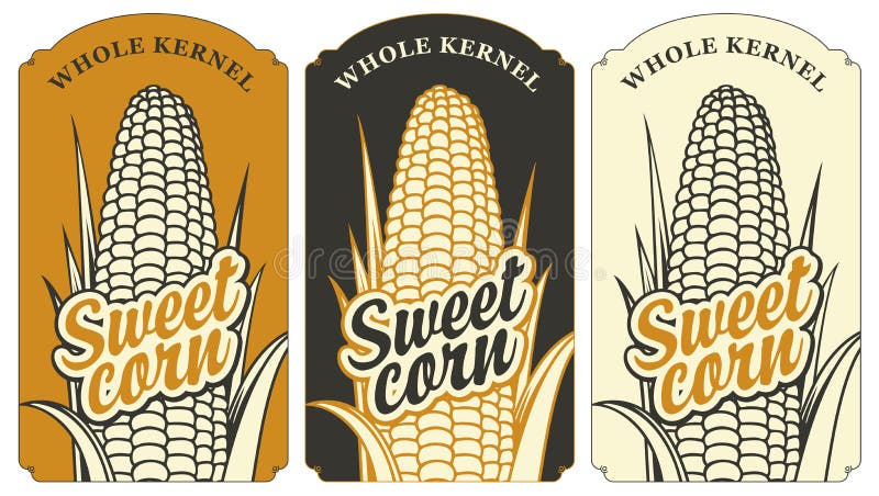 Set of Labels for Sweet Corn in Retro Style Stock Vector - Illustration ...