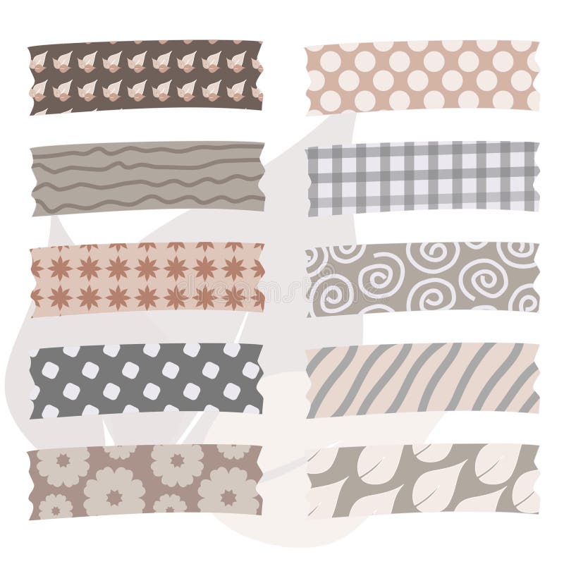 Set of Labels, Tapes with Paterns for Notes, Notebook, Aesthetic ...