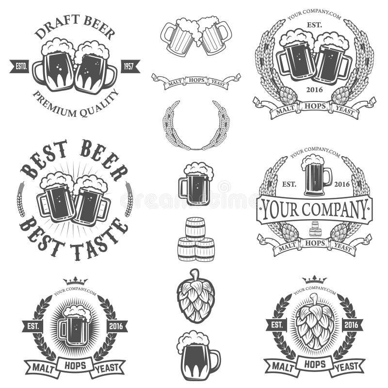 Set of Craft Beer Emblems and Logo Templates. Stock Vector ...