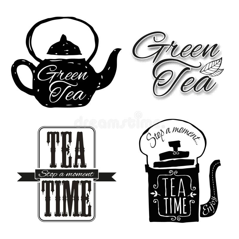 Set of Labels on Theme Tea. Tea Logo Stock Vector - Illustration of ...