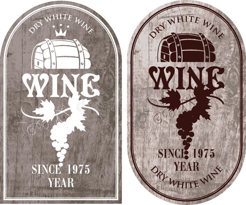Set of Labels for Wine with Barrel and Grapes Stock Vector ...