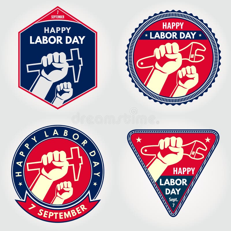 Set of Labor Day Posters, Badges or Banners. Vector Illustration Stock ...