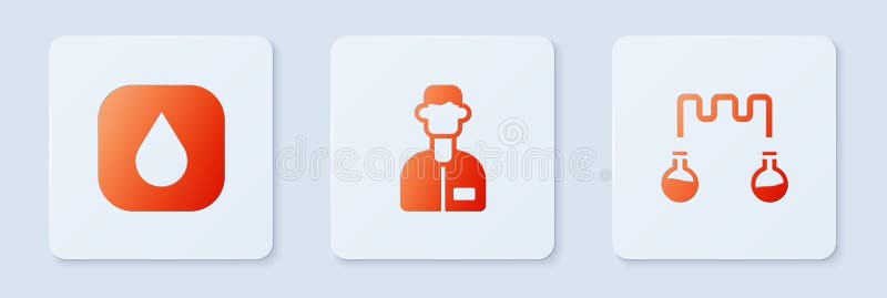 Set Laboratory Assistant, Water Drop and Test Tube and Flask. White ...