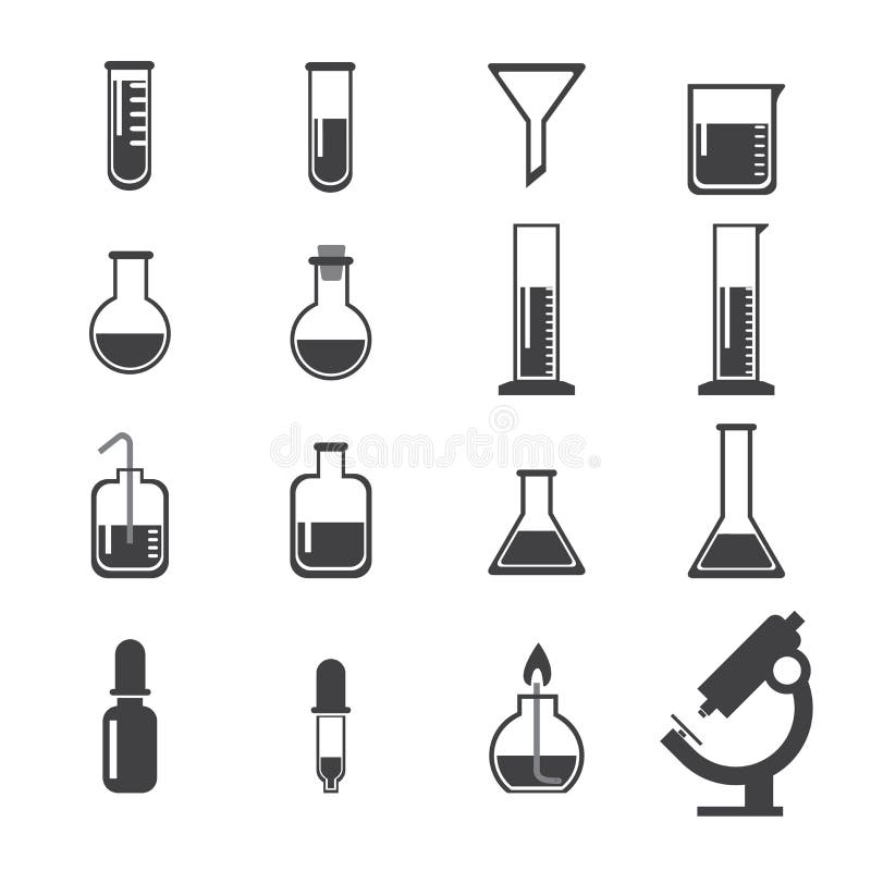 Laboratory Equipment Icons Black Stock Vector - Illustration of icons ...