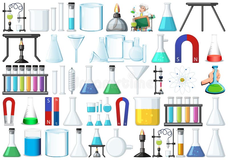 Set of Laboratory Equipment Stock Vector - Illustration of isolated ...