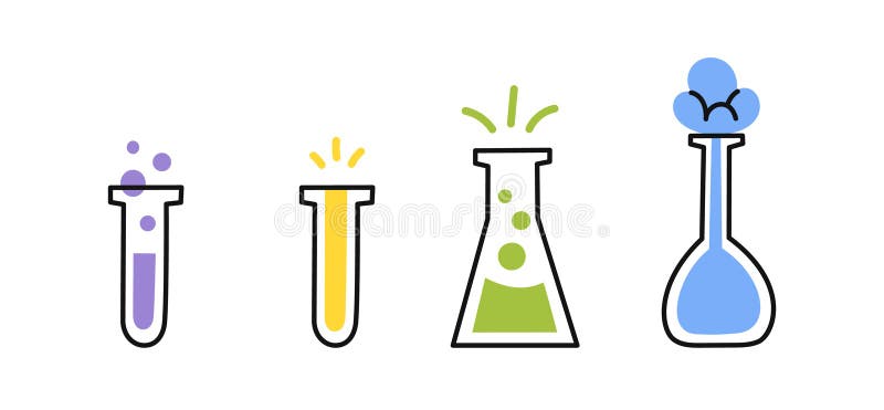 Set of Laboratory Flask Icons. Flat Vector Illustration. Stock Vector ...