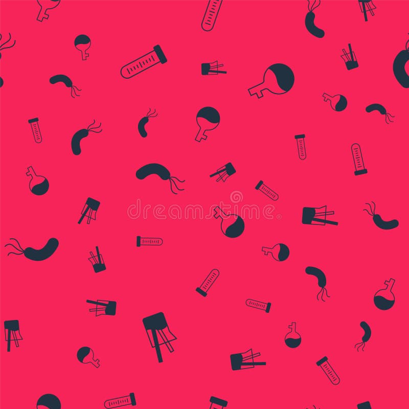 Set Laboratory Glassware, Test Tube, Bacteria and on Seamless Pattern ...