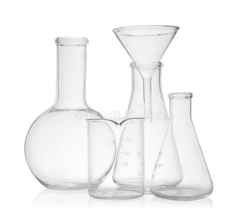 Set of Laboratory Glassware on White Background Stock Photo - Image of ...