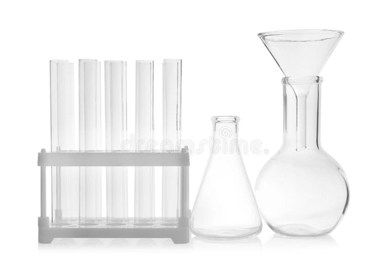 Set of Laboratory Glassware on White Background Stock Image - Image of ...