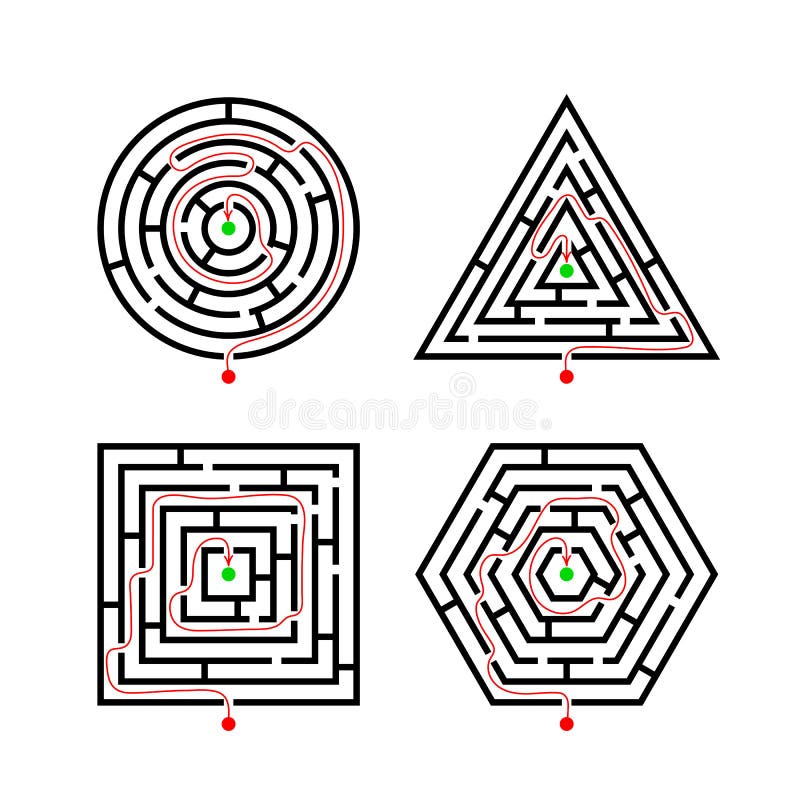 Set of Labyrinth Different Shapes for Game with with the Marker Correct ...