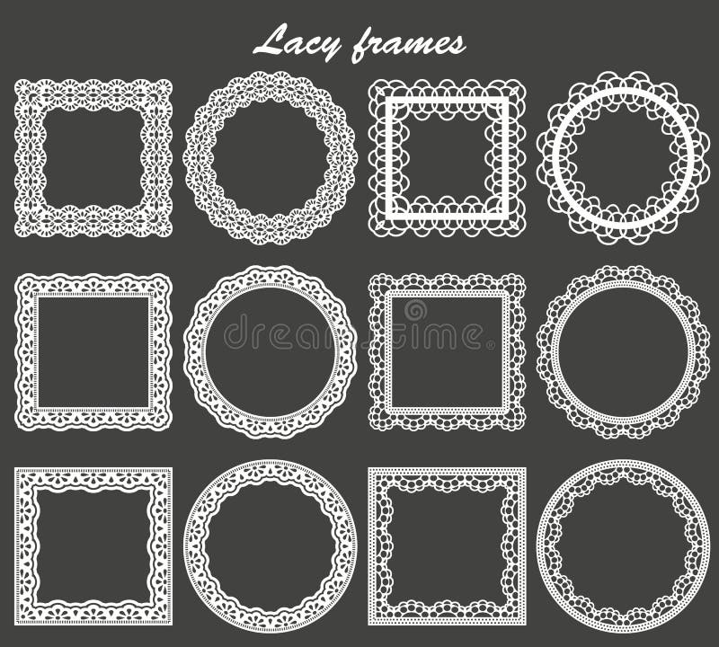 Set of Lace Frames Round and Square. Stock Vector - Illustration of ...