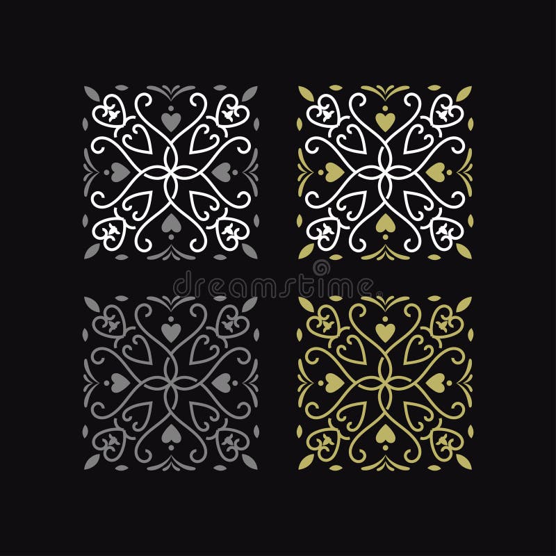 A Set of Lace Square Frames in Art Deco Style, Geometric Vintage Tile ...