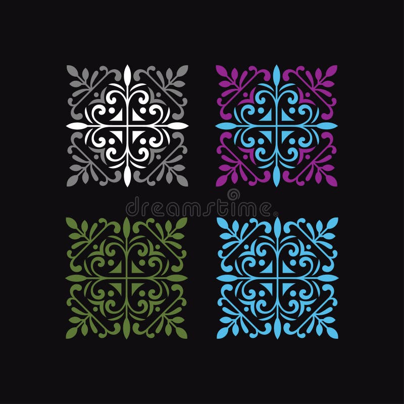 A Set of Lace Square Frames in Art Deco Style, Geometric Vintage Tile ...