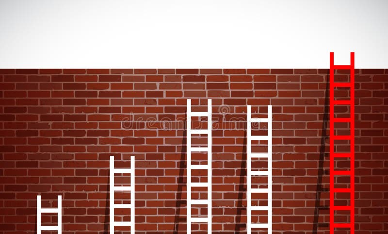 Set of Ladders and Brick Wall. Illustration Design Stock Illustration ...