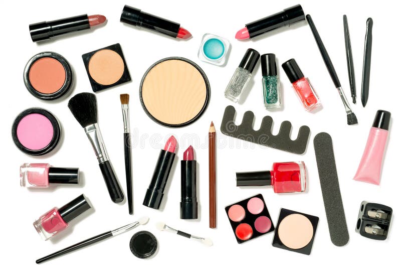 A Set of Laid Flat Askewed Beauty Cosmetics Stock Photo - Image of ...