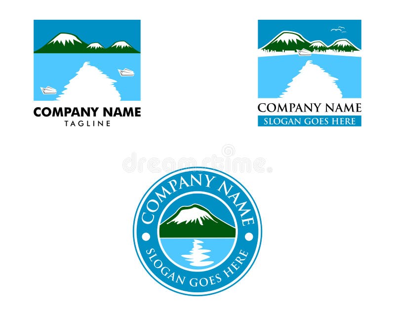 Set of Lake and Mountain Logo Design Inspiration Stock Vector ...