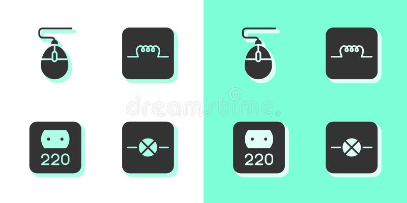 Set Lamp in Electronic Circuit, Computer Mouse, Electrical Outlet and ...