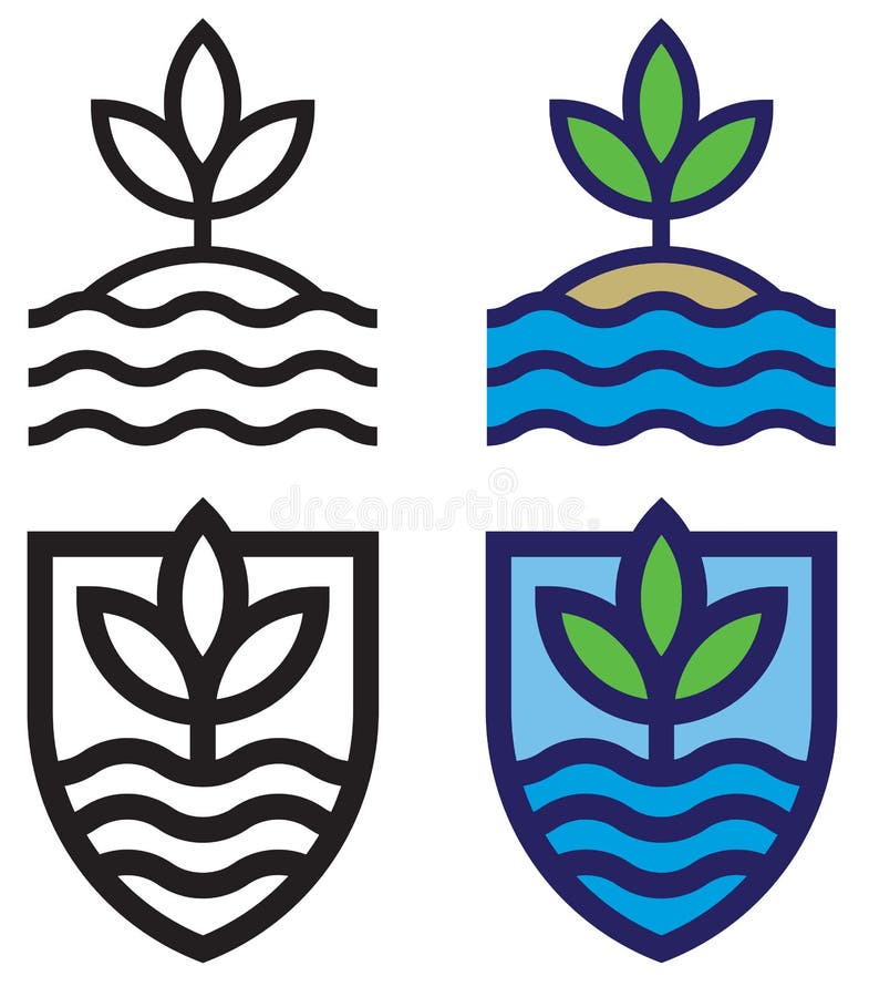 Set of Land, Sea and Sky Mono-line Emblems. Stock Vector - Illustration ...