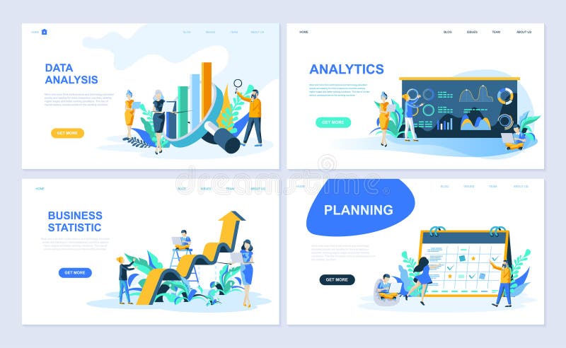 Set of Landing Page Template for Data Analysis, Analytics, Business ...
