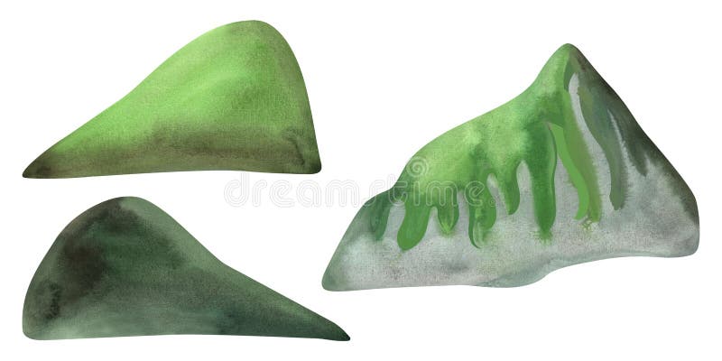 Set of Landscape Elements: Two Hills Illuminated Differently and a ...