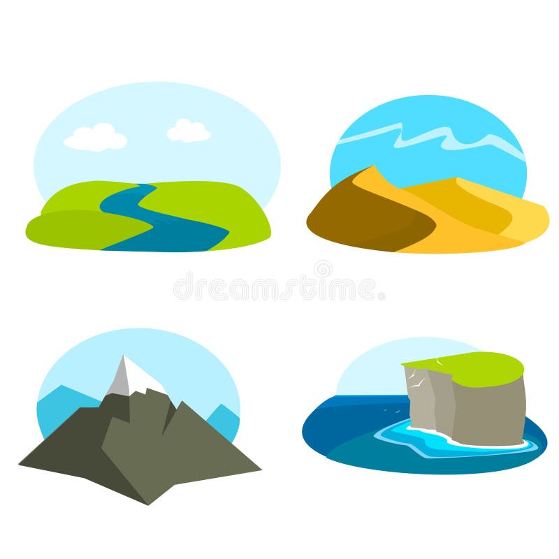 Set of landscape icons stock vector. Illustration of gull - 97184081