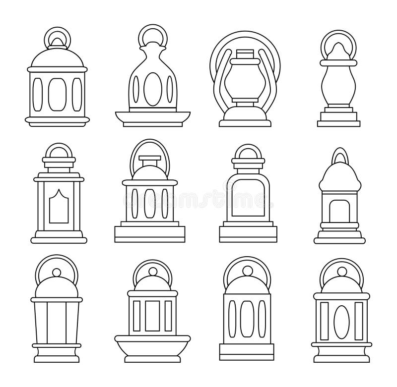 Set of Lantern Icons. Vector Illustration Stock Vector - Illustration ...