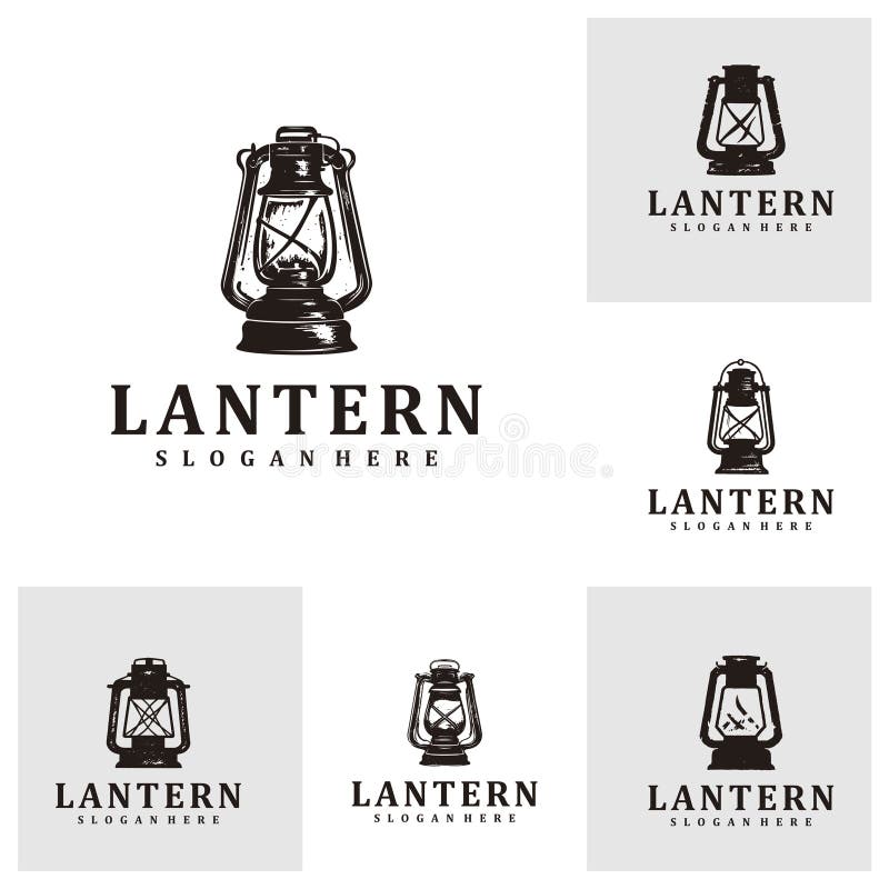 Set of Lantern Logo Vector Illustration. Vintage Lantern Logo Design ...