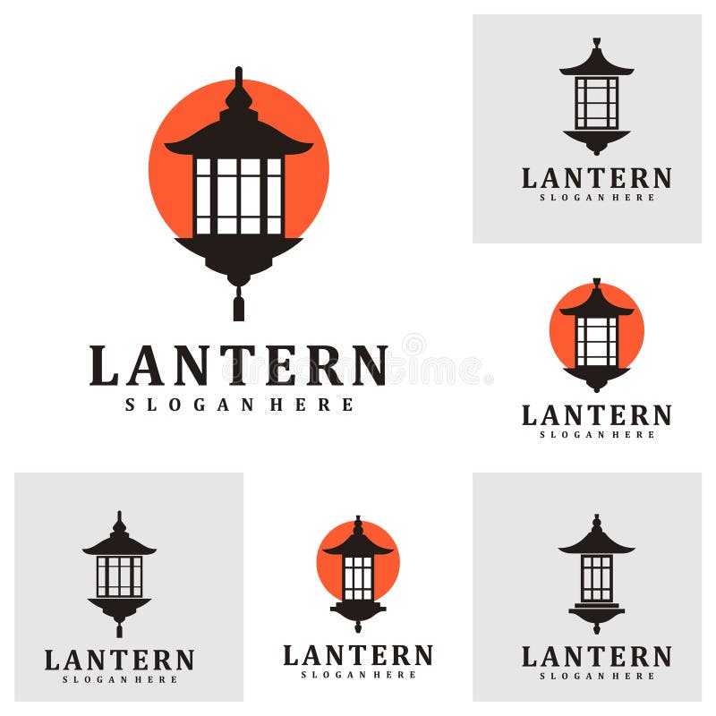 Set of Lantern Logo Vector Illustration. Vintage Lantern Logo Design ...