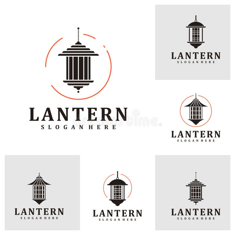 Set of Lantern Logo Vector Illustration. Vintage Lantern Logo Design ...