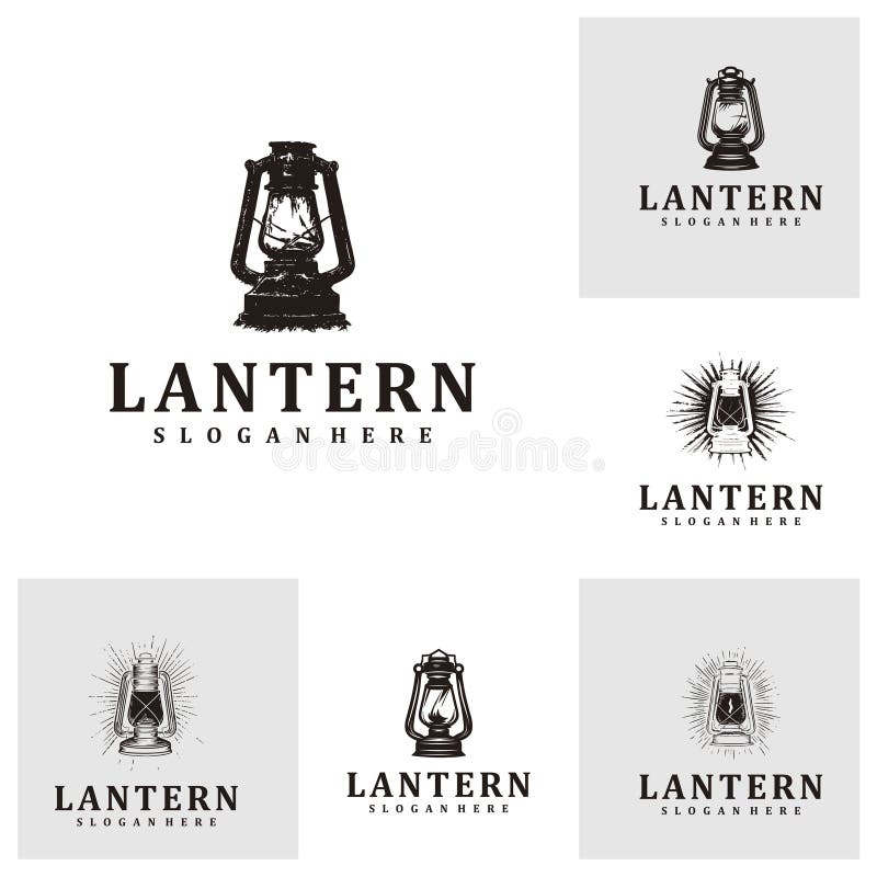 Set of Lantern Logo Vector Illustration. Vintage Lantern Logo Design ...