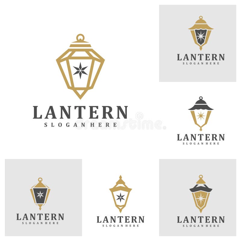 Set of Lantern Star Logo Vector Illustration. Star Lantern Logo Design ...