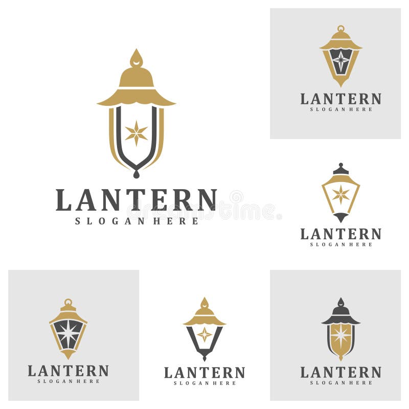 Set of Lantern Star Logo Vector Illustration. Star Lantern Logo Design ...