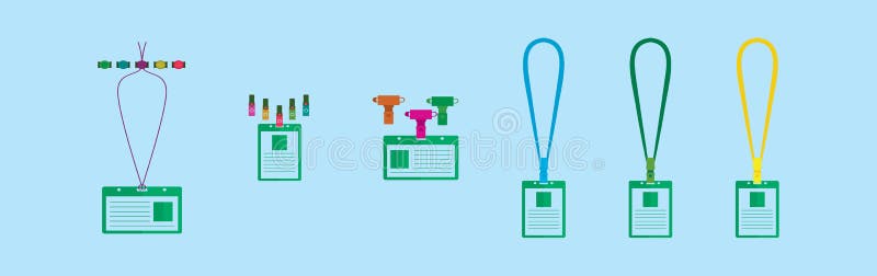 Set of Lanyard Cartoon Icon Design Template with Various Models. Vector ...