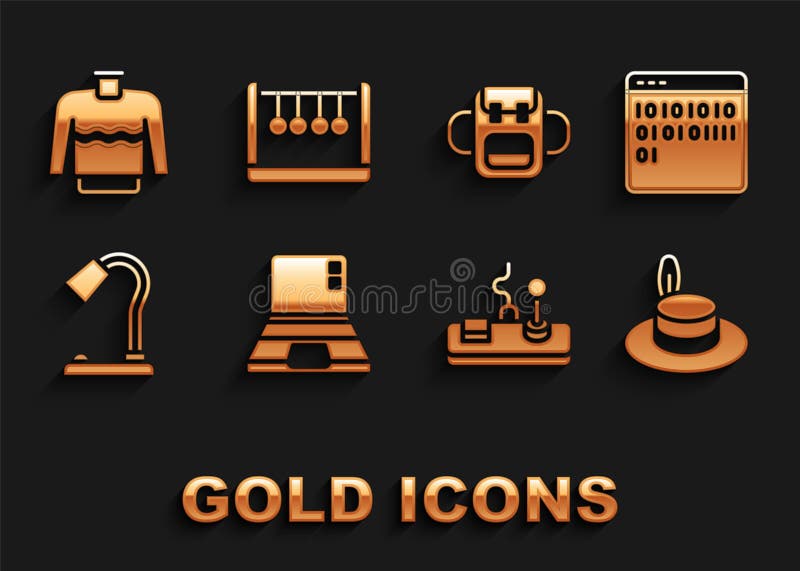 Set Laptop, Binary Code, Man Hat, Gamepad, Table Lamp, School Backpack ...