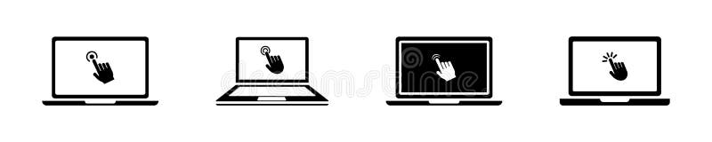 Set of Laptop with Cursor Vector Icons. Stock Illustration ...