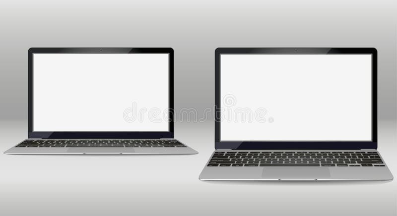 Set of Laptop in Different Angles. Isolated on Background Stock Photo ...