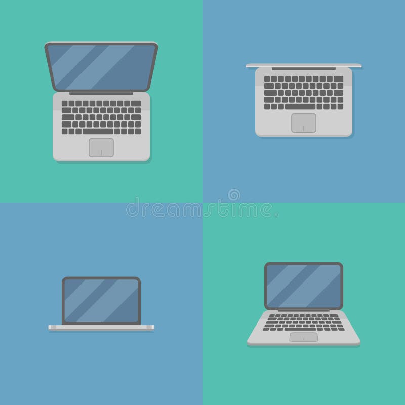 Laptop Flat Style Icon. Front View. Vector Illustration. Stock Vector ...