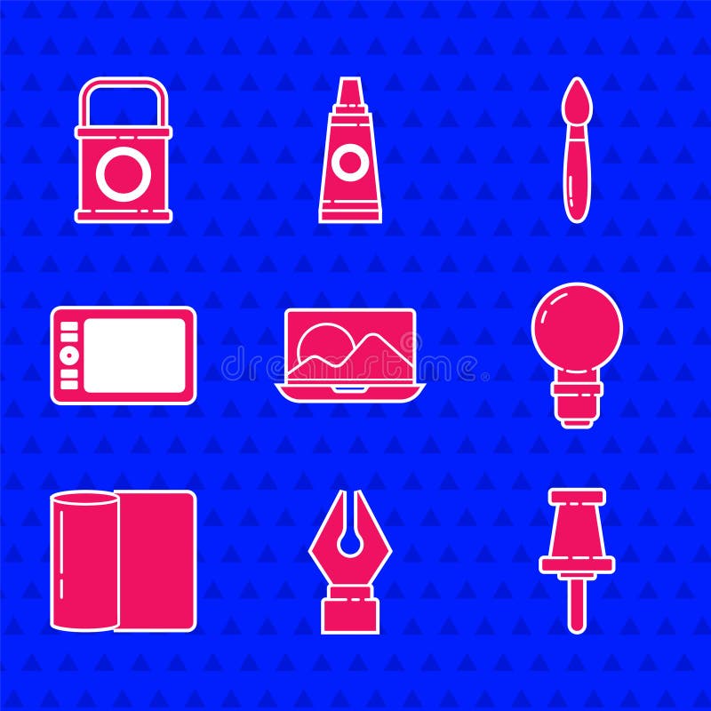 Set Laptop, Fountain Pen Nib, Push Pin, Light Bulb, Paper Towel Roll ... Set Laptop, Fountain Pen Nib, Push Pin, Light Bulb, Paper Towel Roll ...