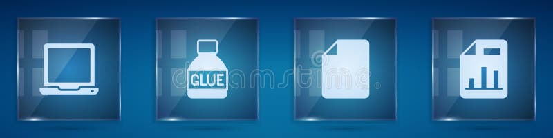 Set Laptop, Glue, File Document and Document with Graph Chart. Square ... Set Laptop, Glue, File Document and Document with Graph Chart. Square ...