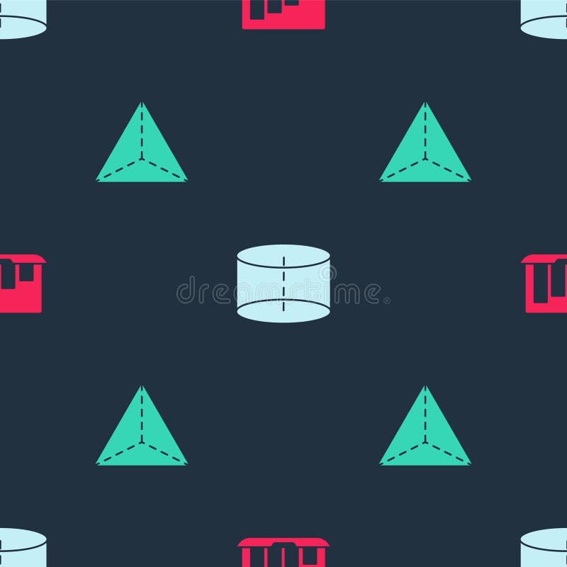 Set Laptop with Graph Chart, Geometric Figure Cylinder and Tetrahedron ...