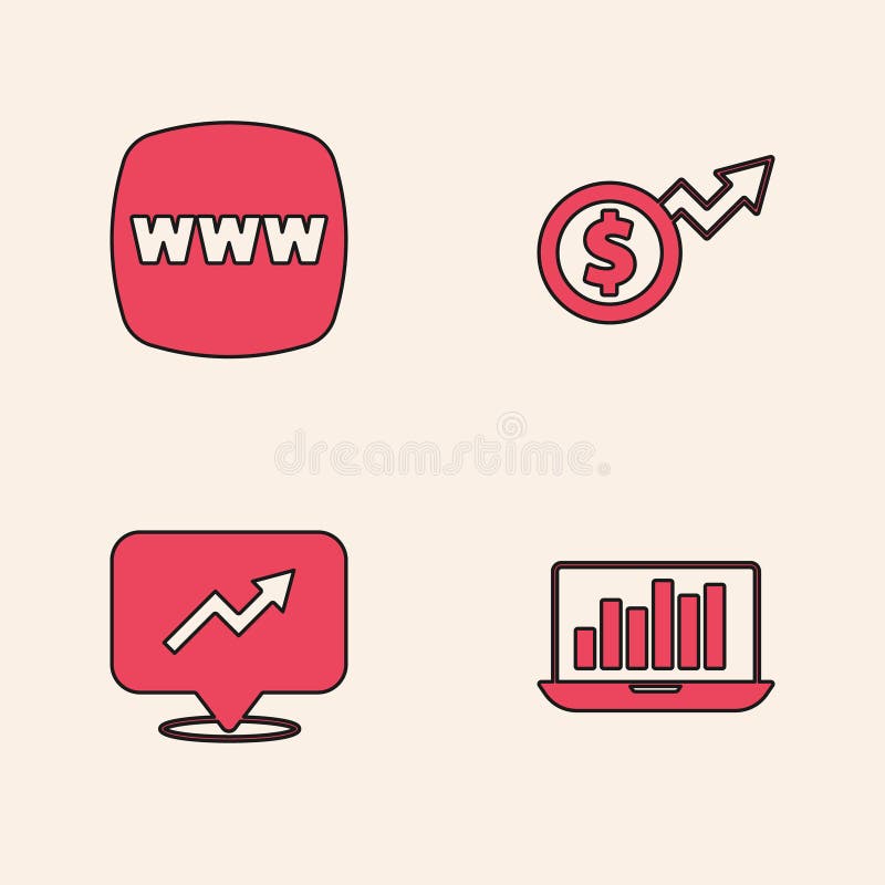 Set Laptop with Graph Chart, Website Template, Financial Growth Dollar ... Set Laptop with Graph Chart, Website Template, Financial Growth Dollar ...
