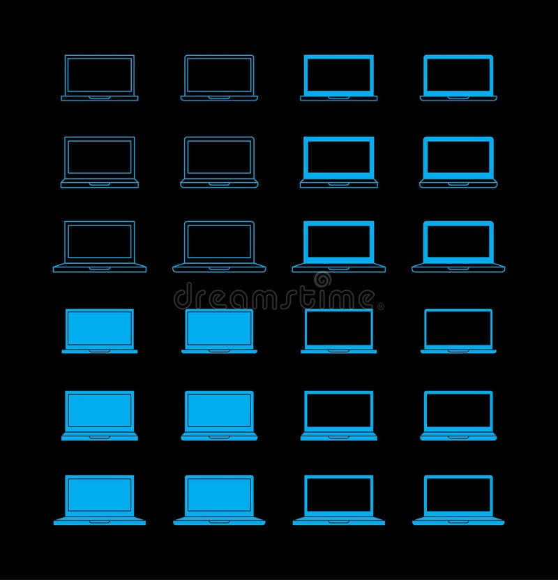 Set of Laptop icons stock illustration. Illustration of rectangle ...